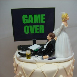GAME OVER (or Any Game/image) Funny Wedding Cake Topper Custom Video ...