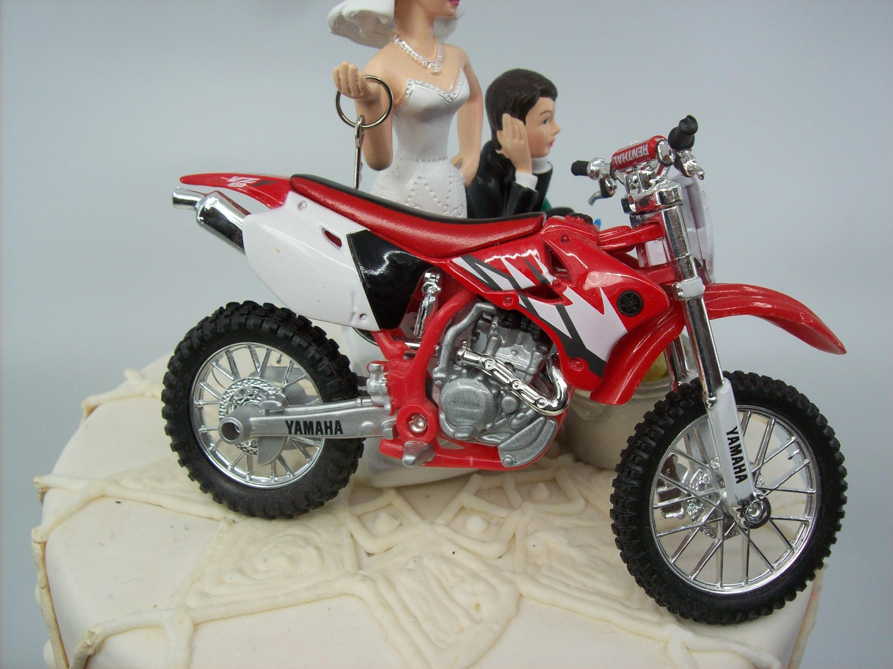 Motorcycle Dirt Bike Wedding Cake Topper Bride and Groom Funny | Etsy