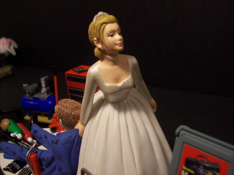 Mechanic Auto Bride and Groom Funny Wedding Cake Topper Die | Etsy