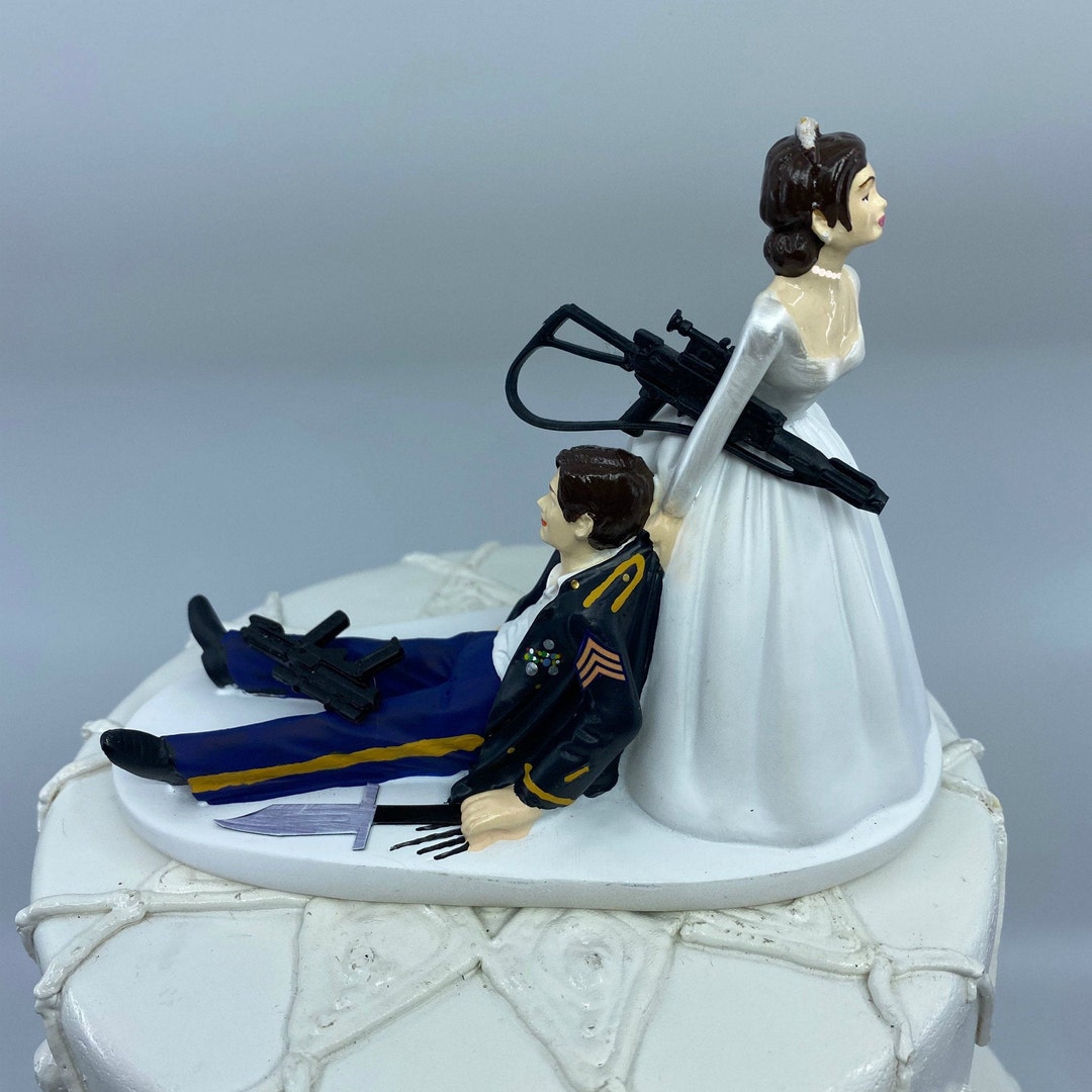 Military Wedding Cake Topper With Gun Rifle , Weapon , Knife - Uniform ...