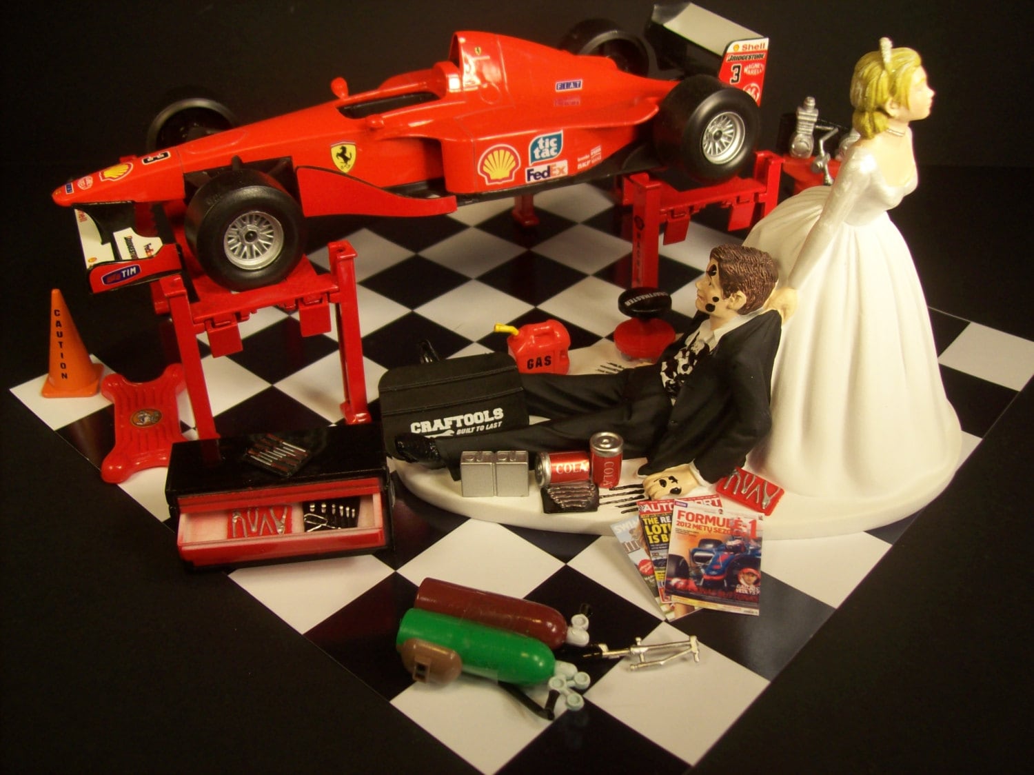 AUTO Mechanic F1 Red Formula 1 Race Car w/ Car Lift Bride and | Etsy