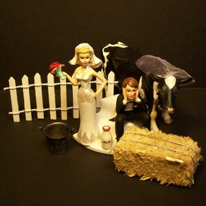 Marry the COW or Marry Me Bride & Groom Milk Man Wedding Cake Topper ...