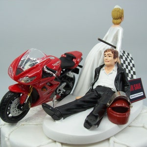 Motorcycle Red TRIUMPH 675 Racing Street Bike Bride and Groom Funny ...