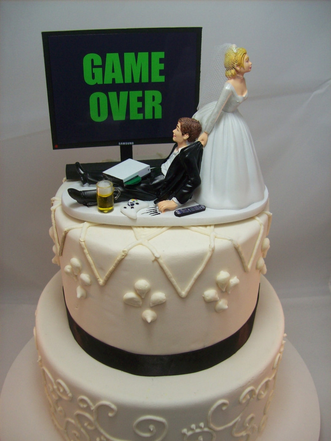 GAME OVER (or Any Game/image) Funny Wedding Cake Topper Custom Video ...