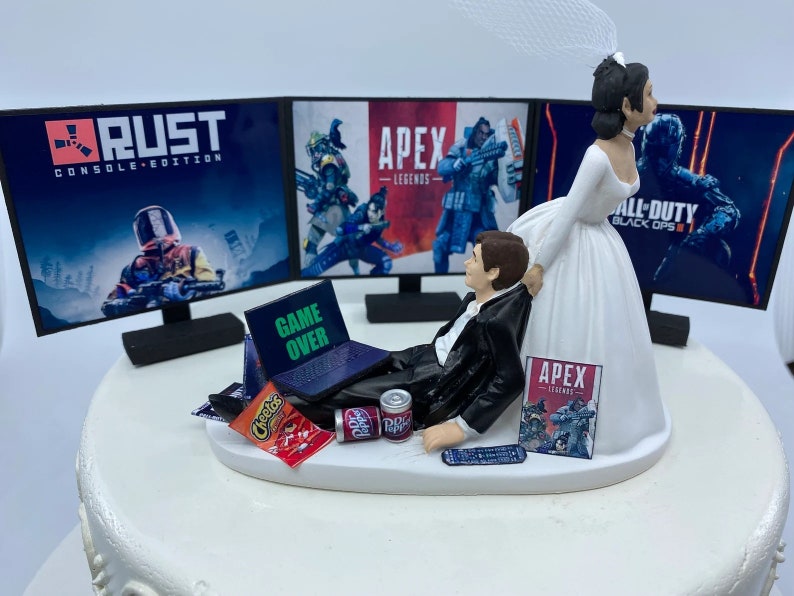 Funny Wedding Cake Topper Cards Worlds Gamer Gaming Junkie - Etsy