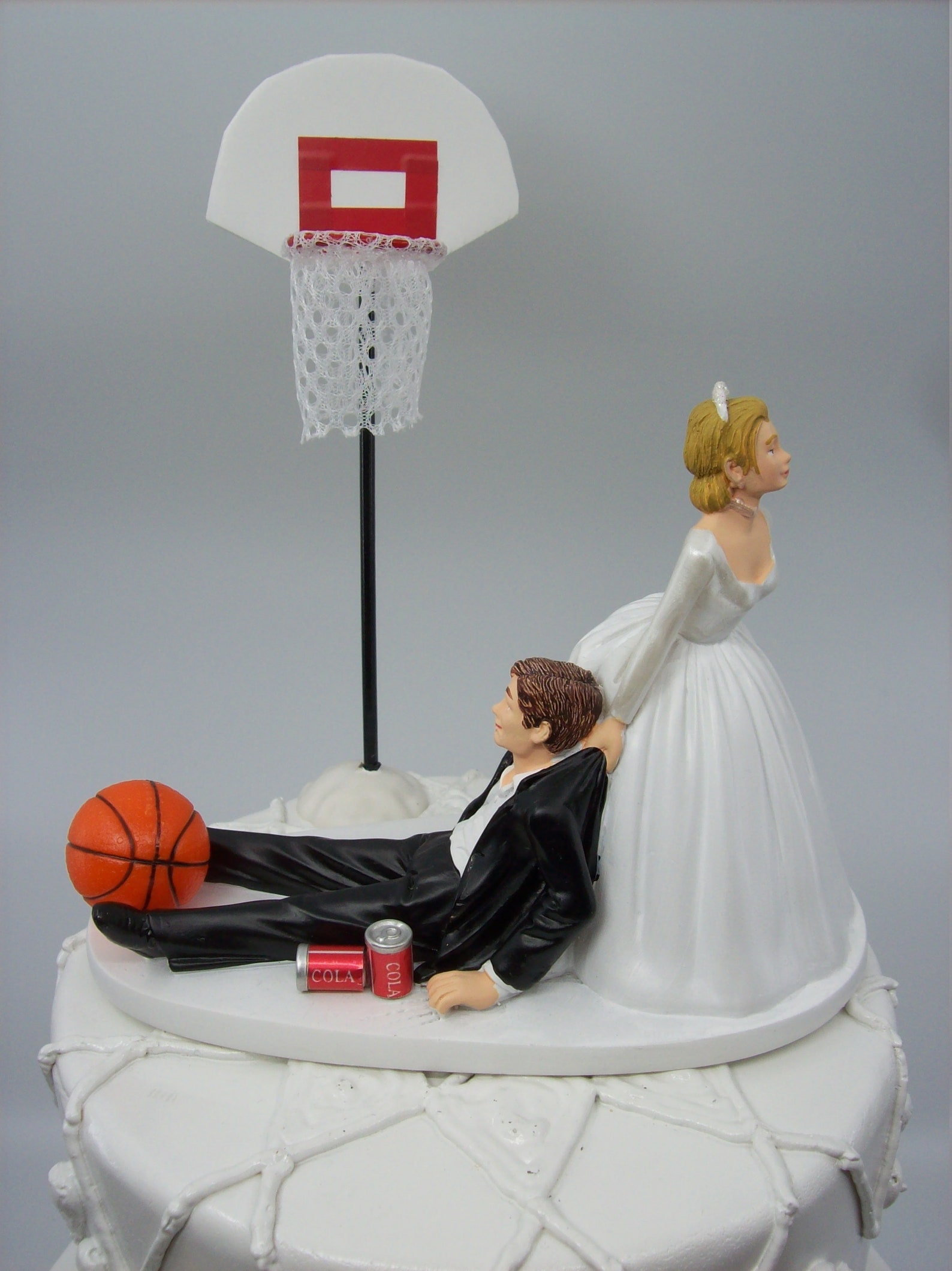 BASKETBALL With Goal Bride and Groom Wedding Cake Topper Funny Sport ...