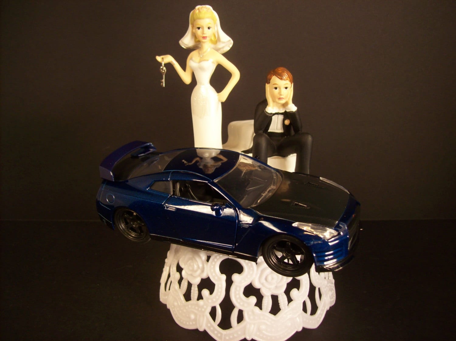 Got the Key - Funny Wedding CAKE TOPPER W/ Blue 2009 Nissan Gt-r ...