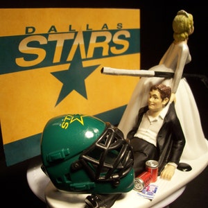 Hockey Sports Team DALLAS STARS Bride and Groom Wedding Cake Topper ...