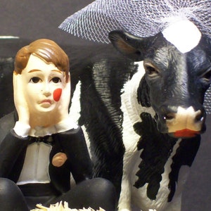Marry the COW or Marry Me Bride & Groom Milk Man Wedding Cake Topper ...