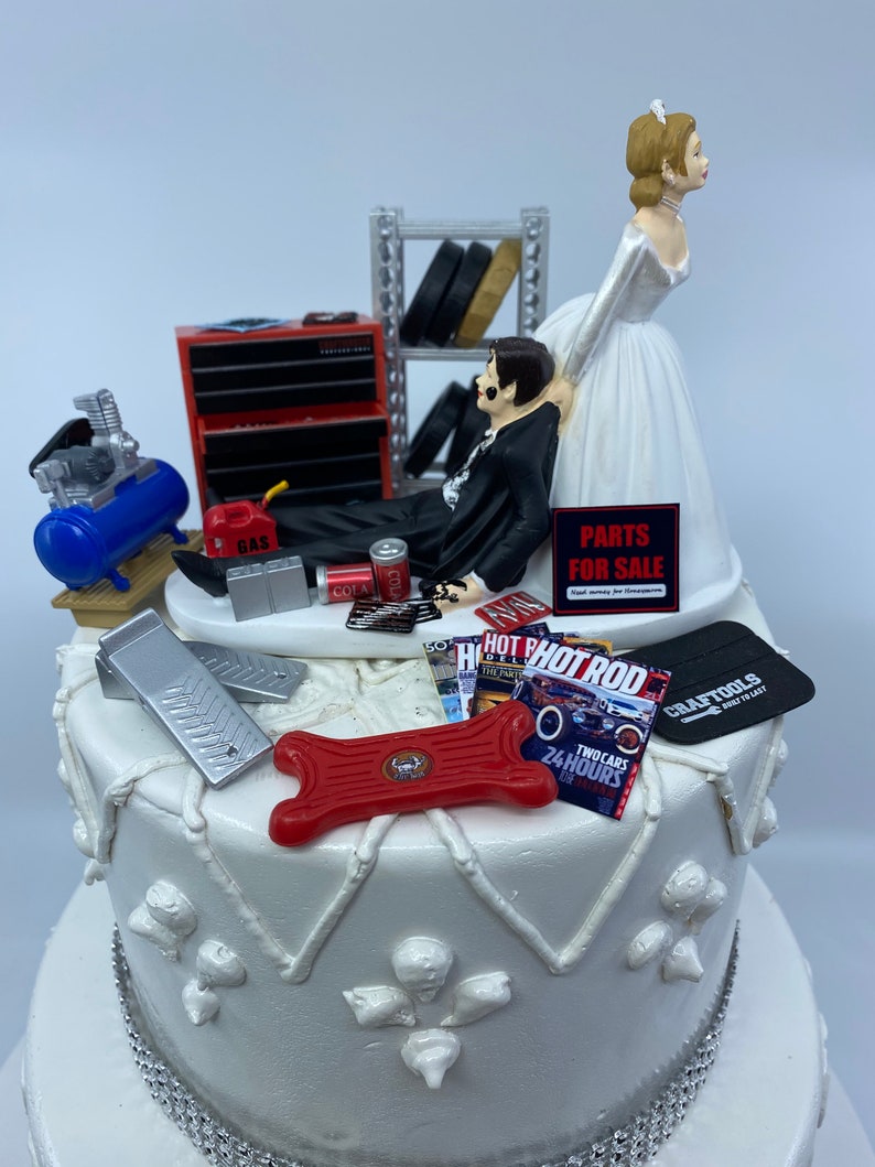 Sprint Car #17 Auto Funny Wedding Cake Topper Bride Groom Funny ...
