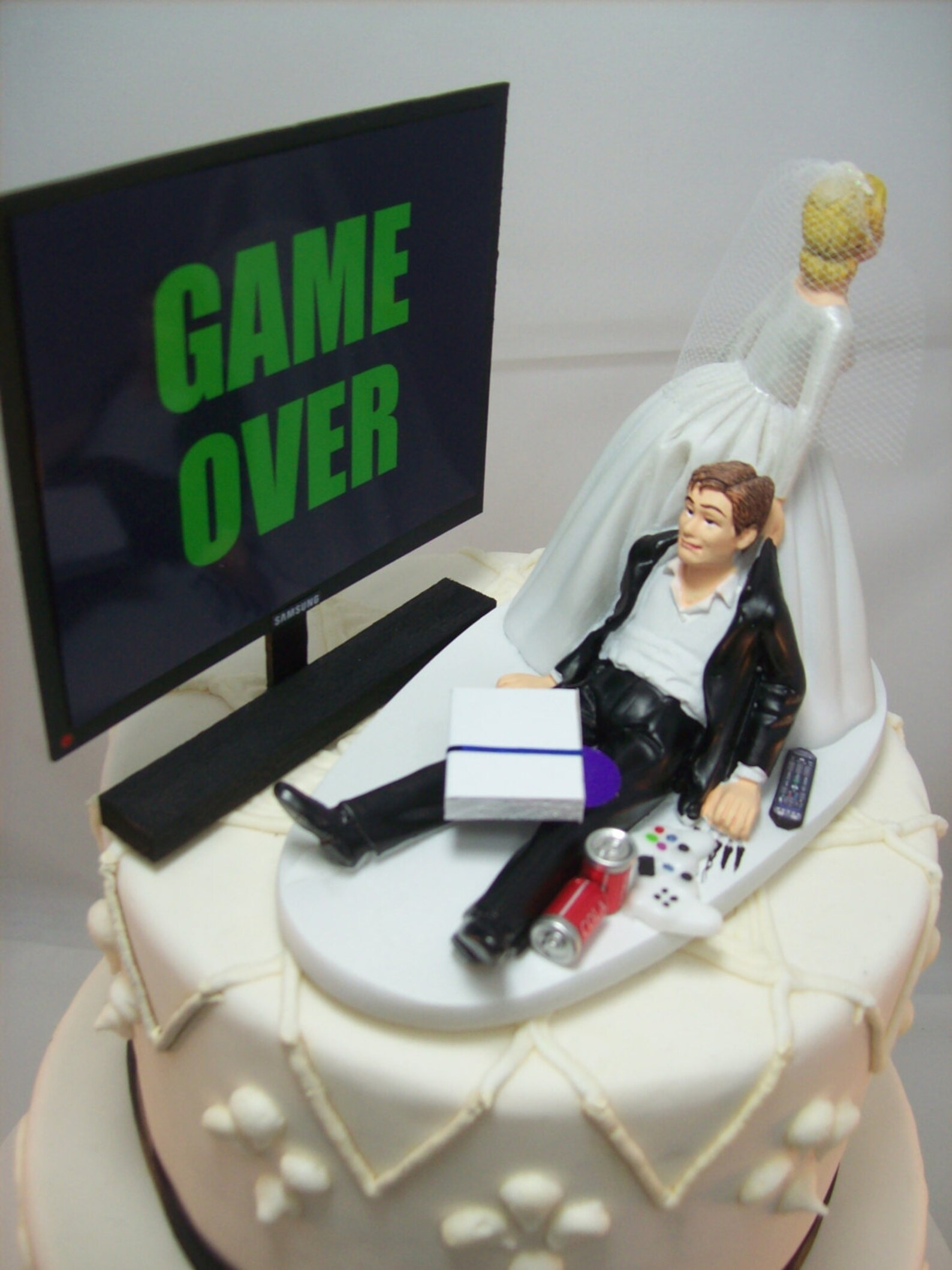 GAME OVER (or ANY Game/image) Funny Wedding Cake Topper Custom Video ...