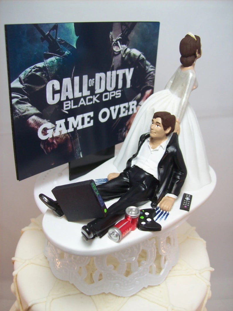 Funny Wedding Cake Topper Game Over Gamer Gaming Player Custom - Etsy