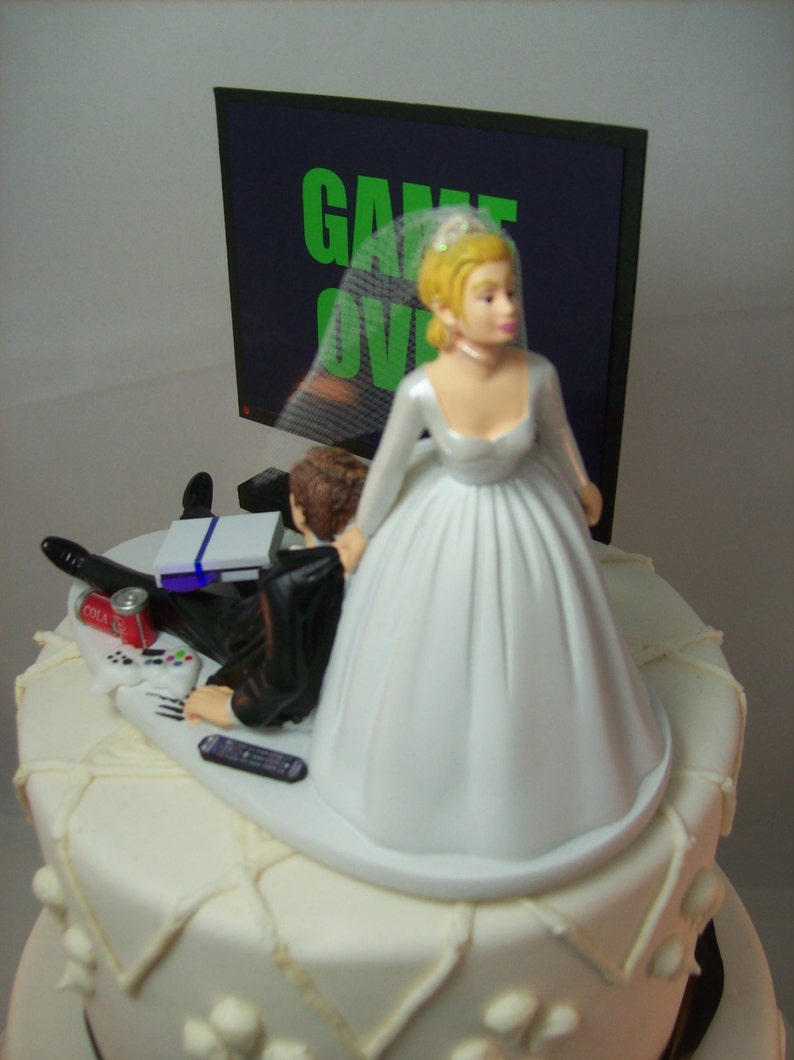 GAME OVER or ANY game/image Funny Wedding Cake Topper Custom | Etsy