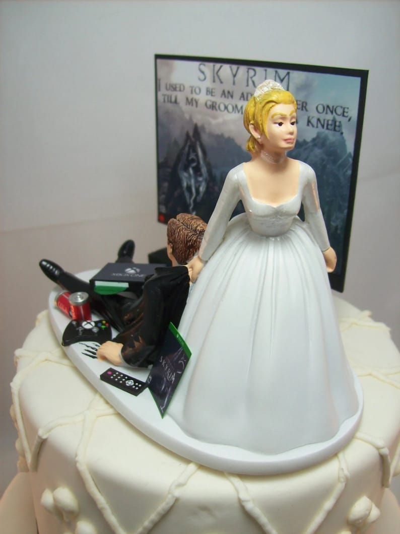 GAMER Funny Wedding Cake Topper SKY Video Game Gaming Junkie Addict ...