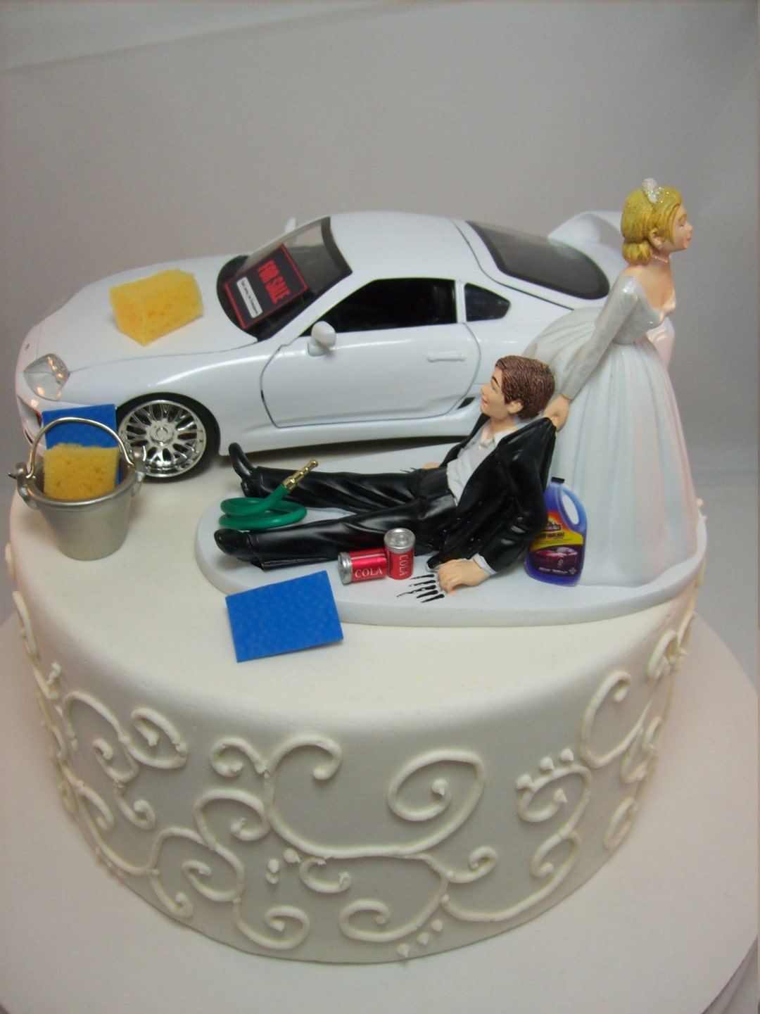 Funny Car Wash Toyota Supra 1995 White FAST Drift Auto Wedding Cake ...