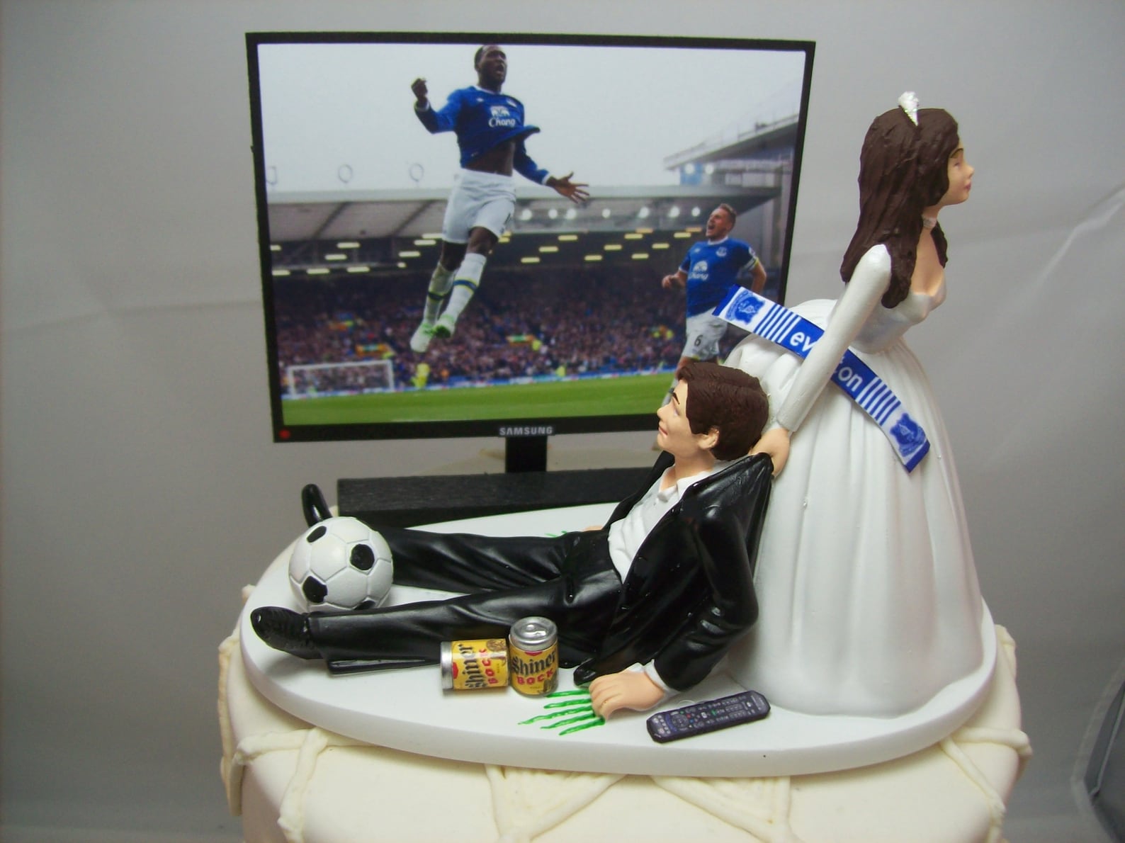 No More Football Soccer Futbol World Bride and Groom With TV | Etsy