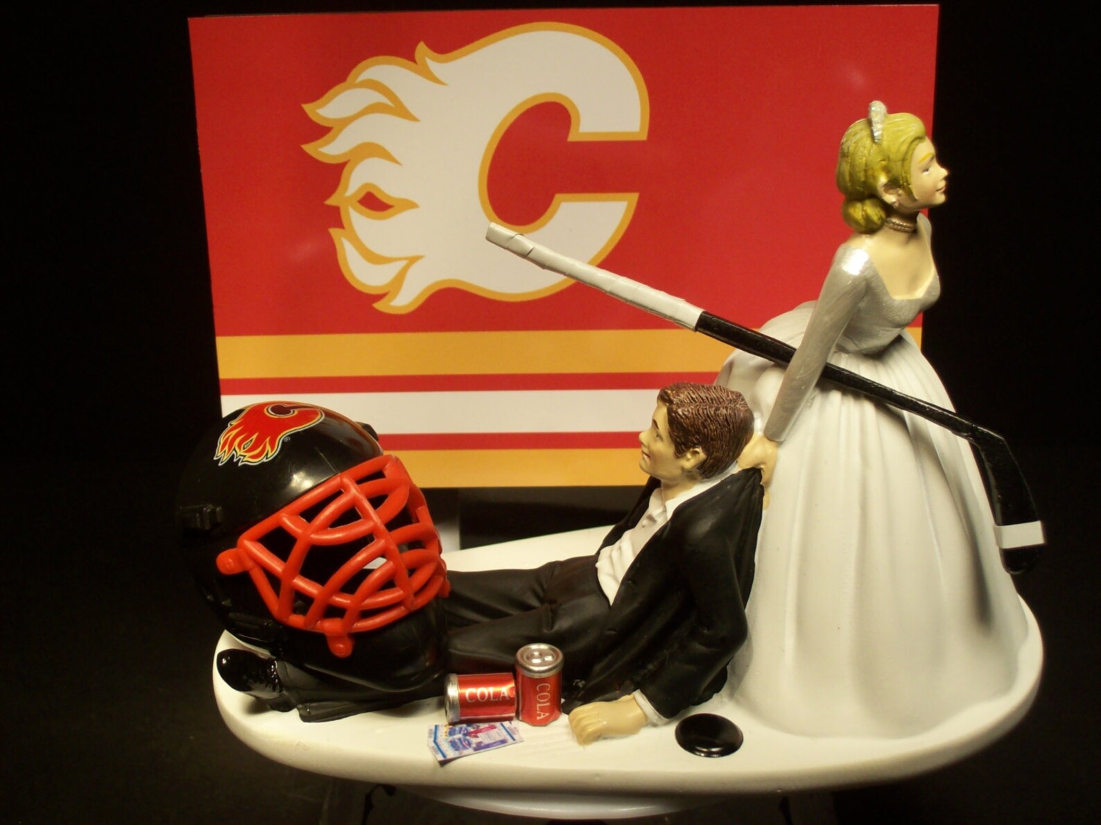 Hockey Sports Team CALGARY FLAMES Bride and Groom Wedding Cake Topper ...