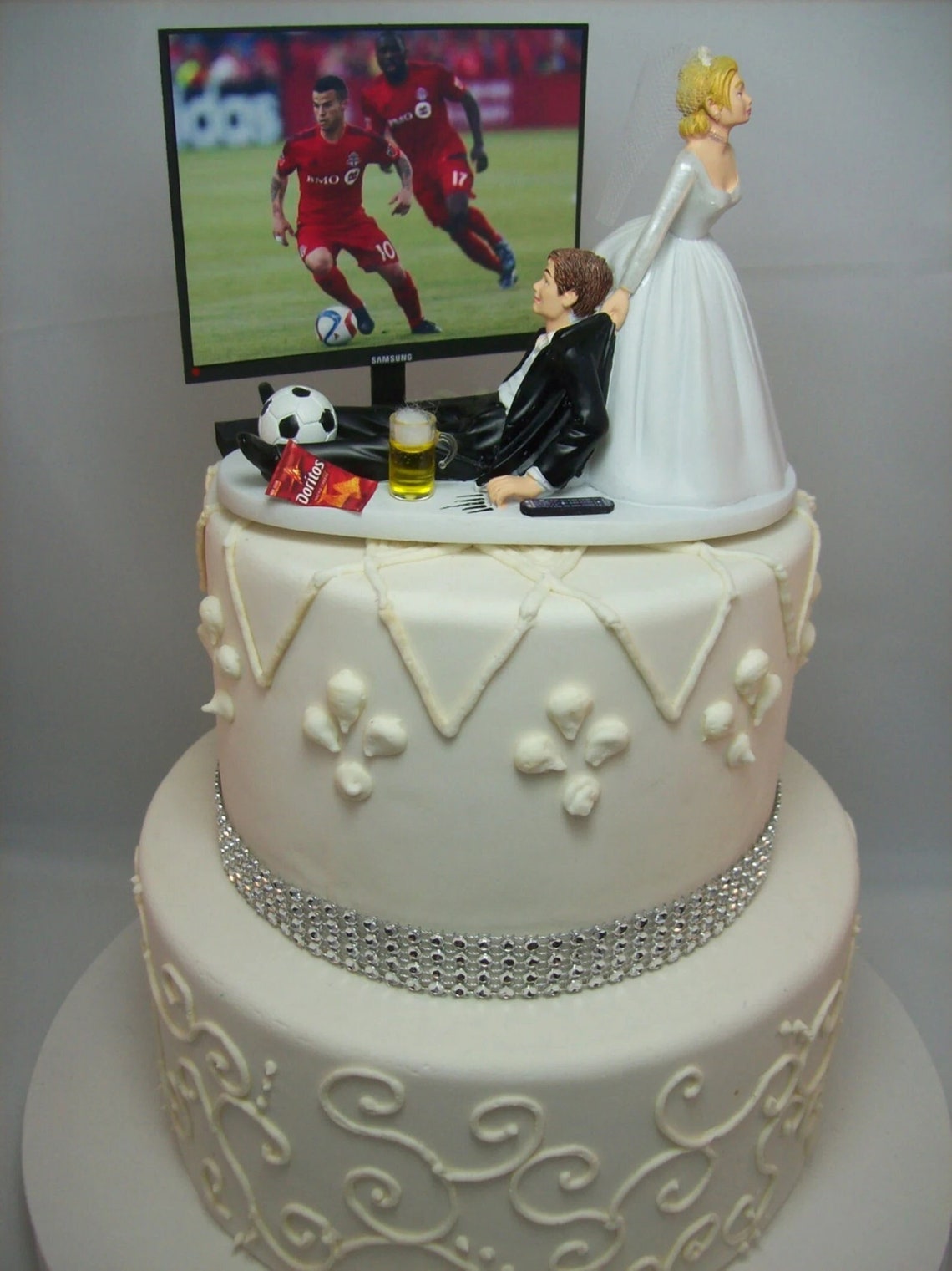 SOCCER Futbol (any Team/game/club TV Screen) Funny Wedding Cake Topper ...