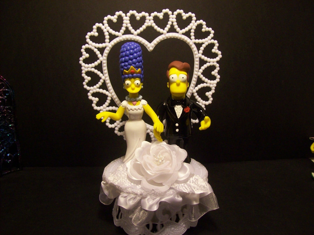 The Simpsons Bride and Groom Funny Wedding Cake Topper - Etsy