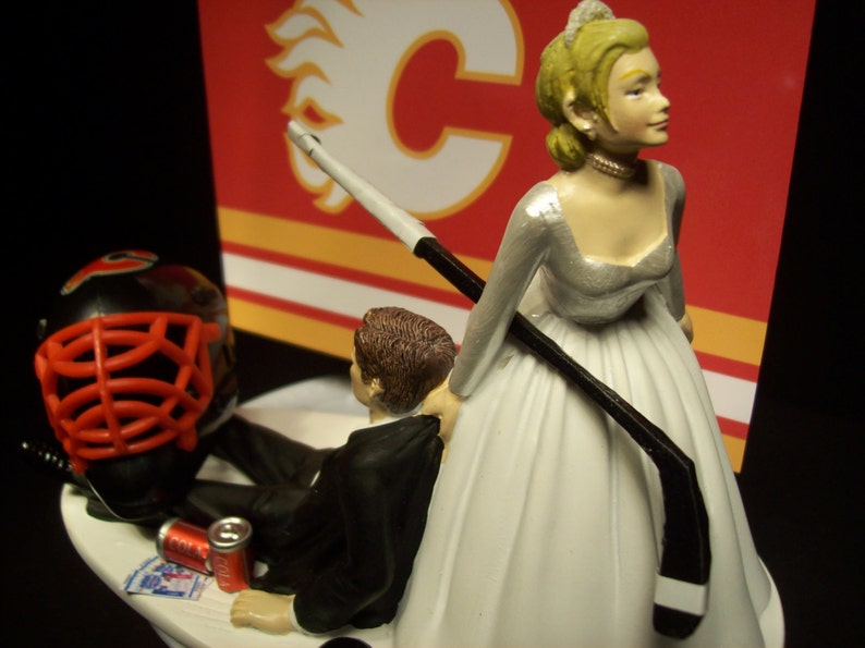 Hockey Sports Team CALGARY FLAMES Bride and Groom Wedding Cake Topper ...