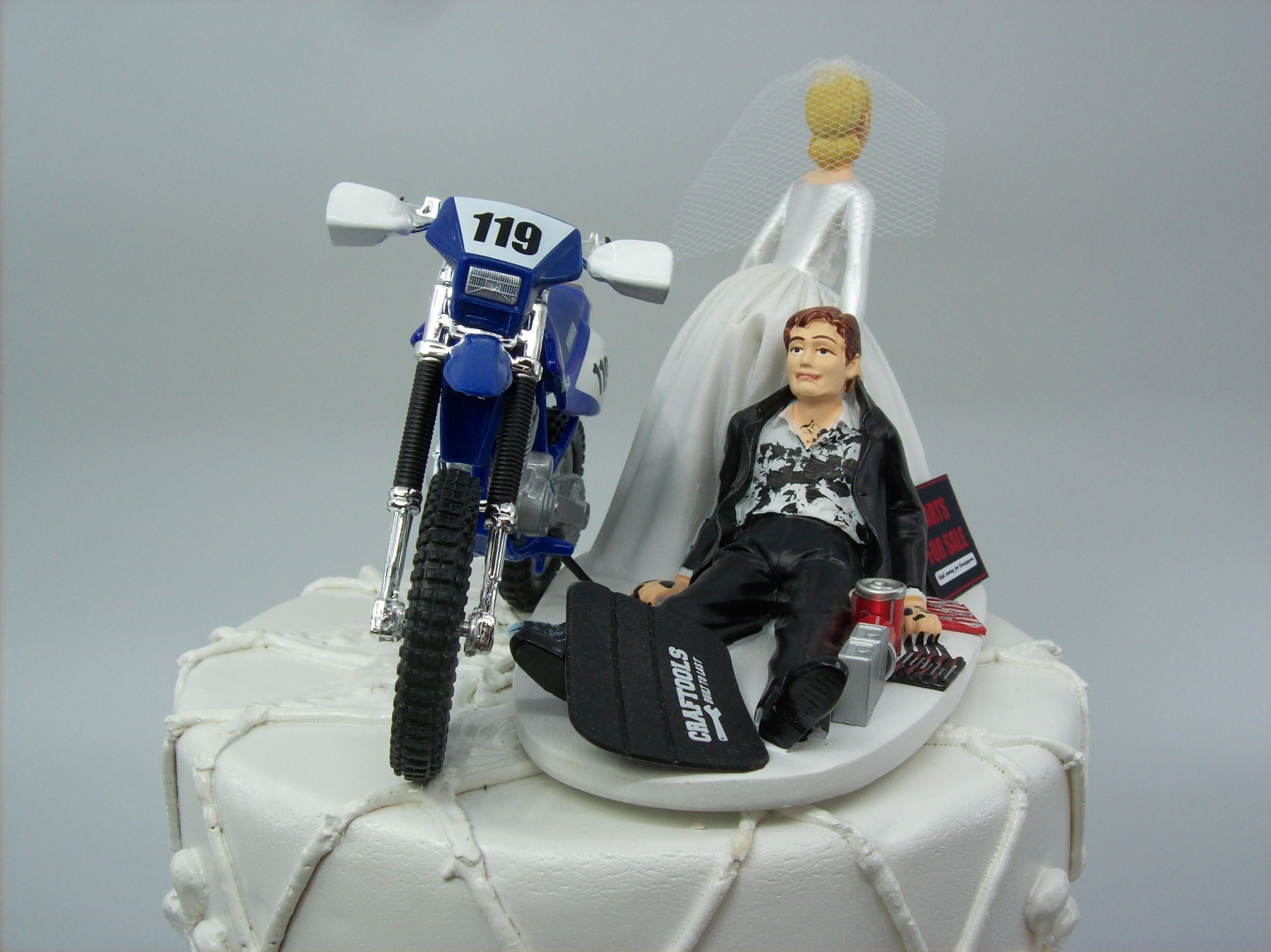 Motorcycle YAMAHA 250 (or Pick Your Bike) Dirt Bike Auto Mechanic Bride ...