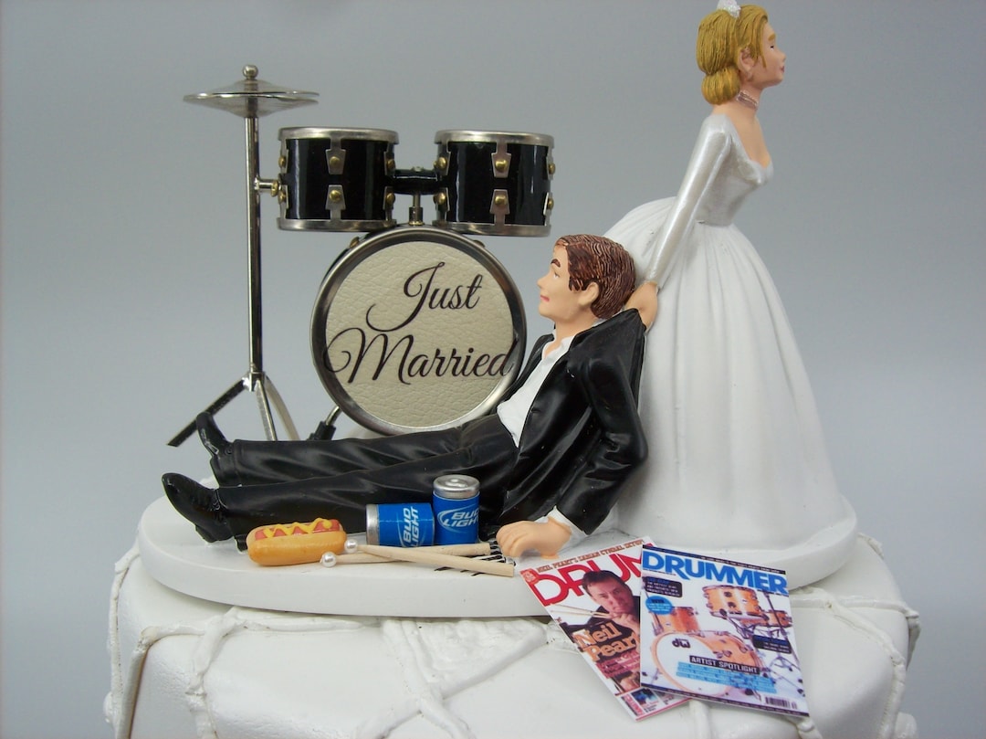 No More ROCKIN Black Drums Funny Wedding Cake Topper Rockstar Rocker ...