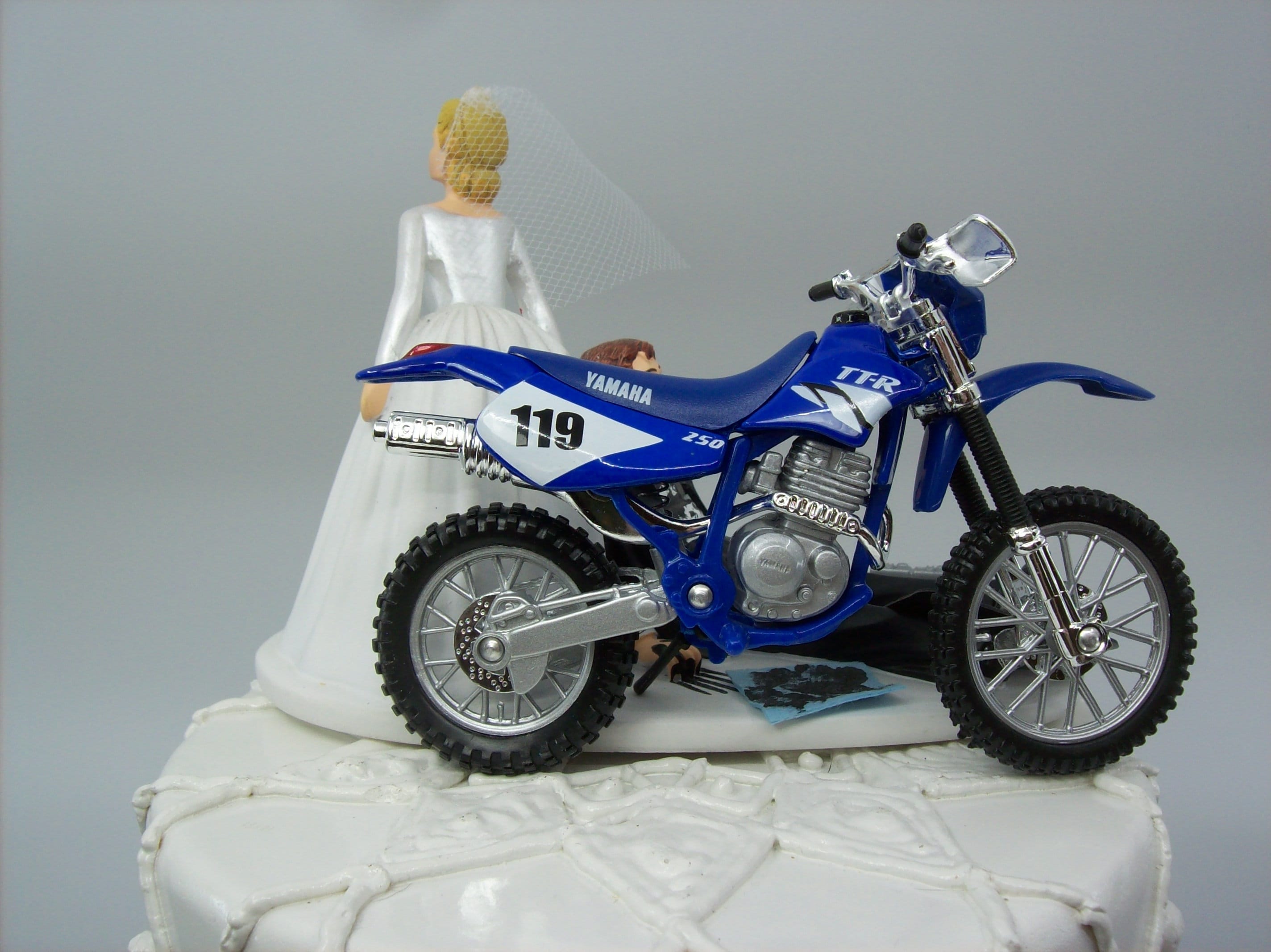 Motorcycle YAMAHA 250 (or Pick Your Bike) Dirt Bike Auto Mechanic Bride ...