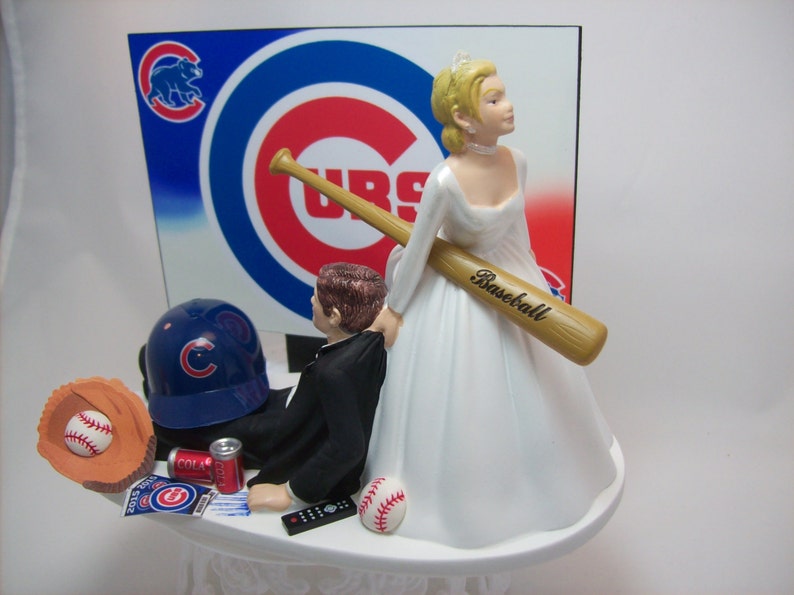 BASEBALL CHICAGO CUBS or Your Team Bride and Groom Funny Wedding Cake ...