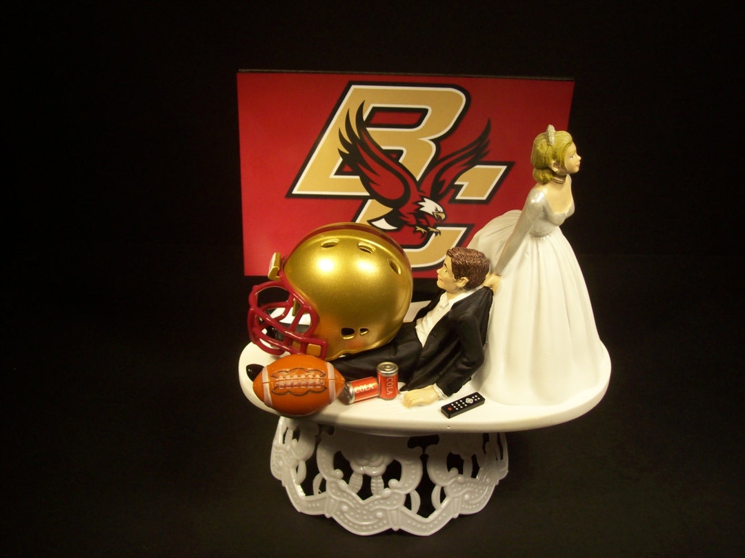 College Football Helmet BOSTON Funny Wedding Cake Topper Sports Groom's ...