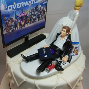 GAMER Funny Wedding Cake Topper OVER Video Game Gamer Junkie Addict ...