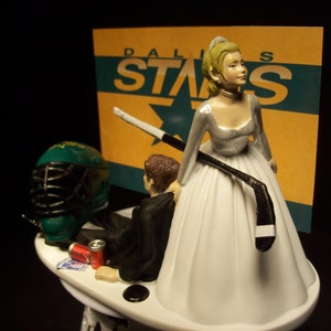 Hockey Sports Team DALLAS STARS Bride and Groom Wedding Cake Topper ...