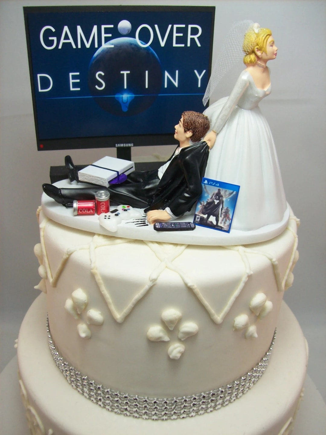 GAMER Funny Wedding Cake Topper Game Over Video Game Gaming Junkie ...