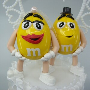 Funny M & M Green and Red Bride and Groom Wedding Cake Topper Cute ...