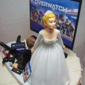 GAMER Funny Wedding Cake Topper OVER Video Game Gamer Junkie Addict ...