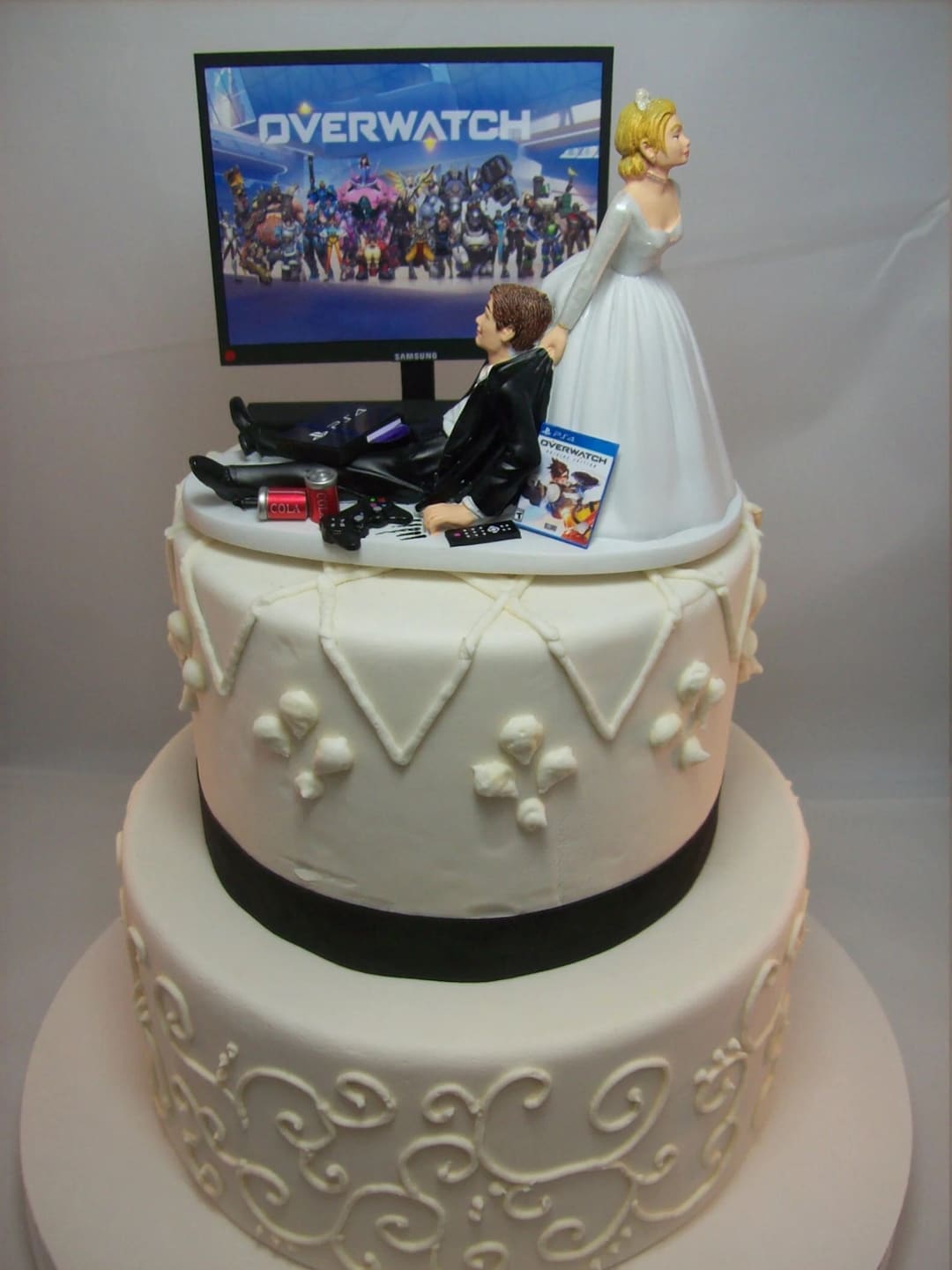 GAMER Funny Wedding Cake Topper OVER Video Game Gamer Junkie Addict ...