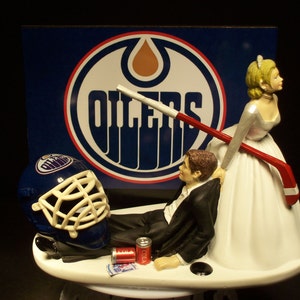 Hockey Sports Team EDMONTON OILERS Bride and Groom Wedding Cake Topper ...