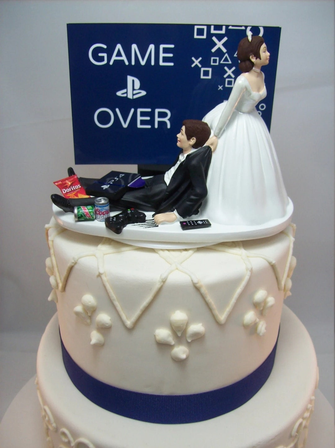GAME OVER Playstation Funny Wedding Cake Topper Video Game - Etsy