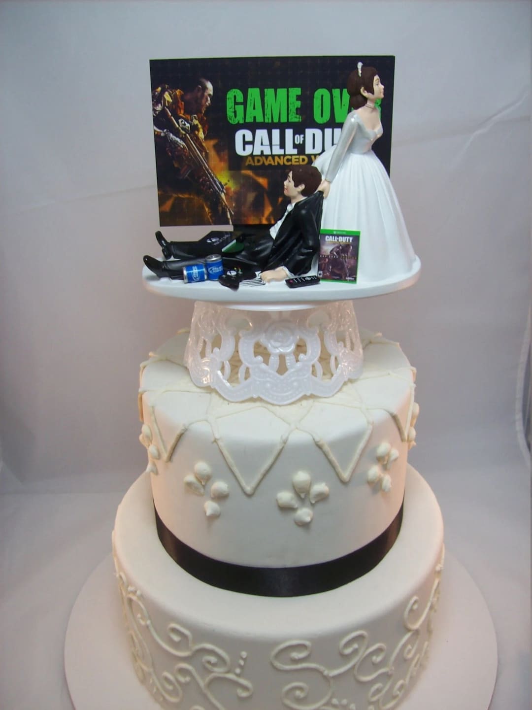 Funny Wedding Cake Topper Game Over Gamer Gaming Junkie Adv War Player ...