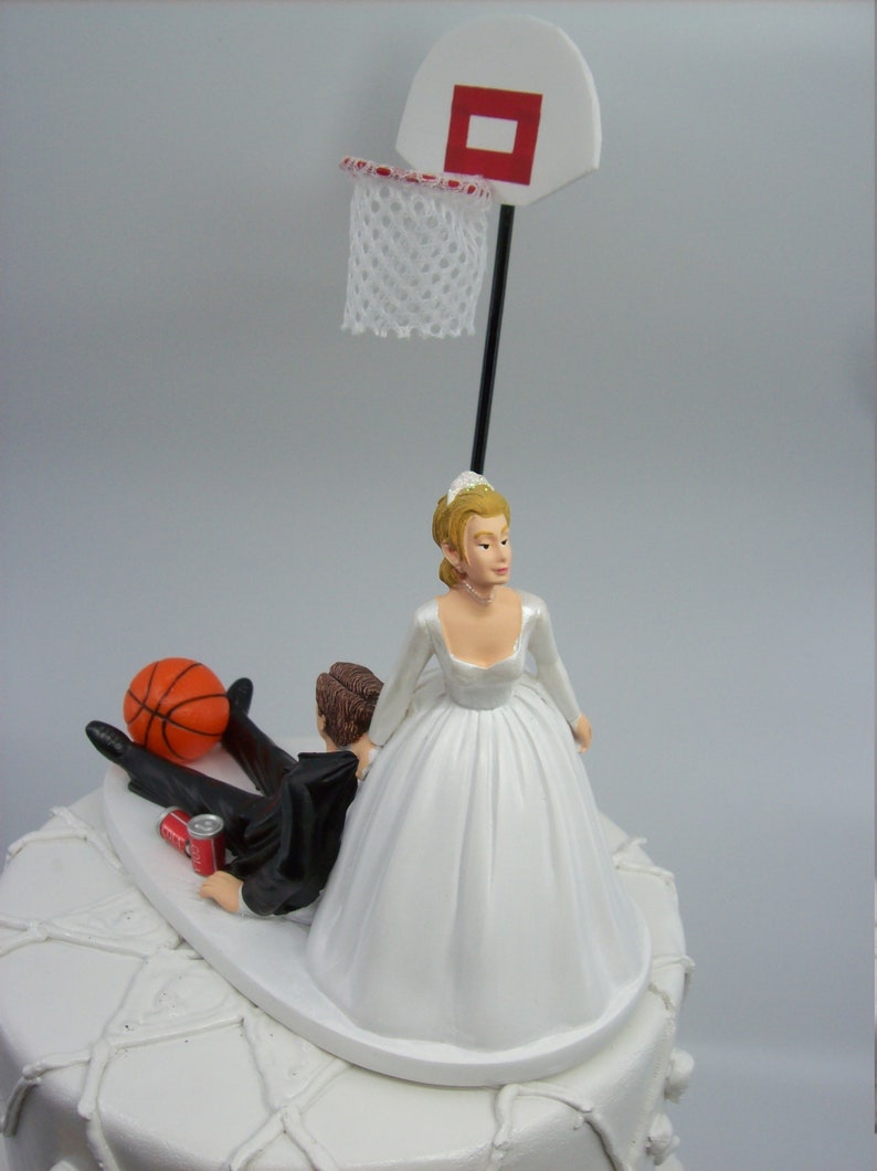 BASKETBALL With Goal Bride and Groom Wedding Cake Topper Funny Sport ...
