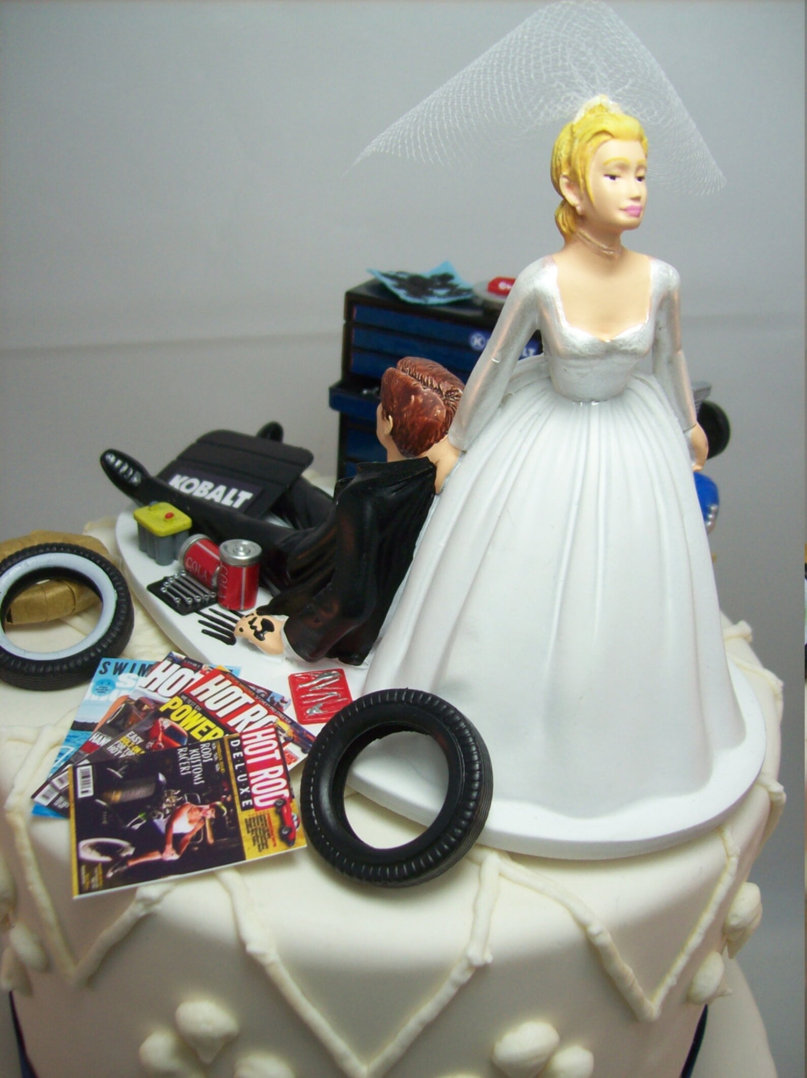 Funny Wedding Cake Topper for Mechanics Auto MECHANIC Custom Blue Tools ...