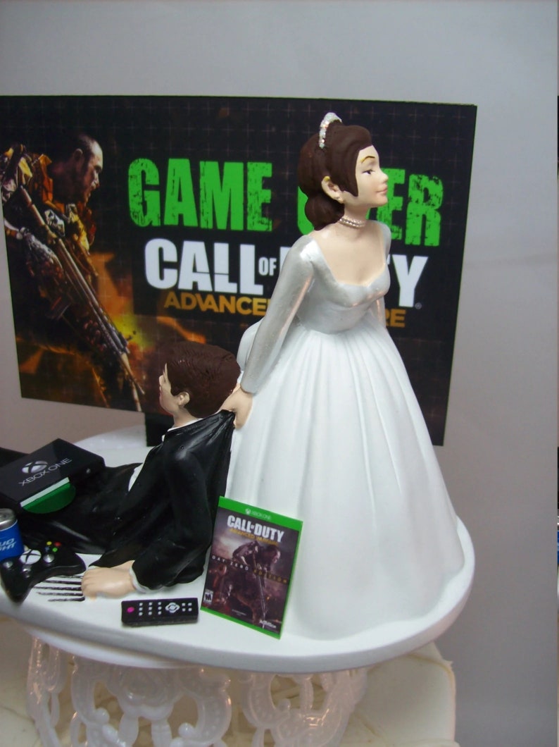 Funny Wedding Cake Topper Game Over Gamer Gaming Player Custom ...