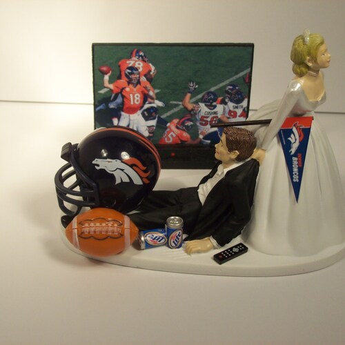 FOOTBALL Game Denver Broncos Funny Wedding Cake Topper Bride - Etsy