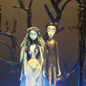 Corpse Bride & Victor Bride and Groom Wedding Cake Topper White Lights ...