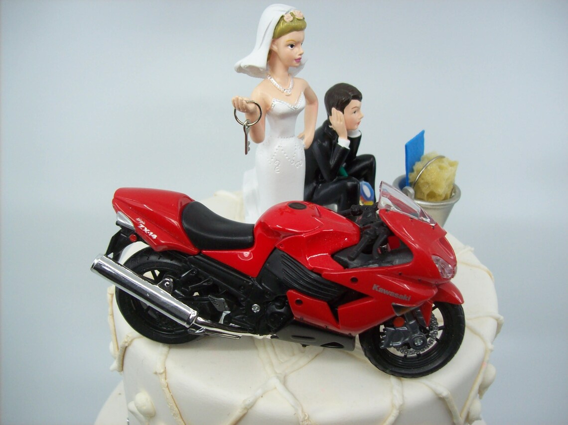 Motorcycle Dirt Bike Wedding Cake Topper Bride and Groom Funny - Etsy