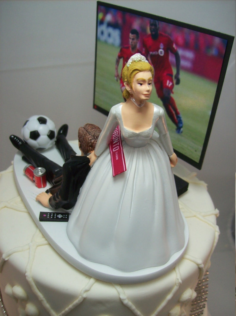 SALE No More Football Soccer Futbol Bride and Groom With TV Game Match ...