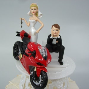 MOTORCYCLE DUCATI 1199 Red Racing Bike Wedding Cake Topper Funny Sport ...