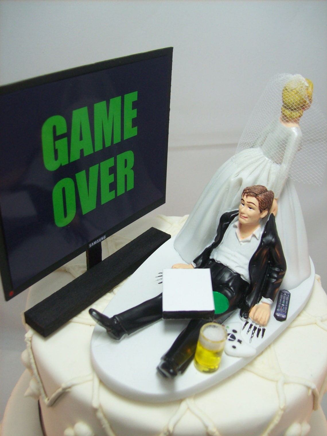 GAME OVER or Any Game/image Funny Wedding Cake Topper Custom - Etsy