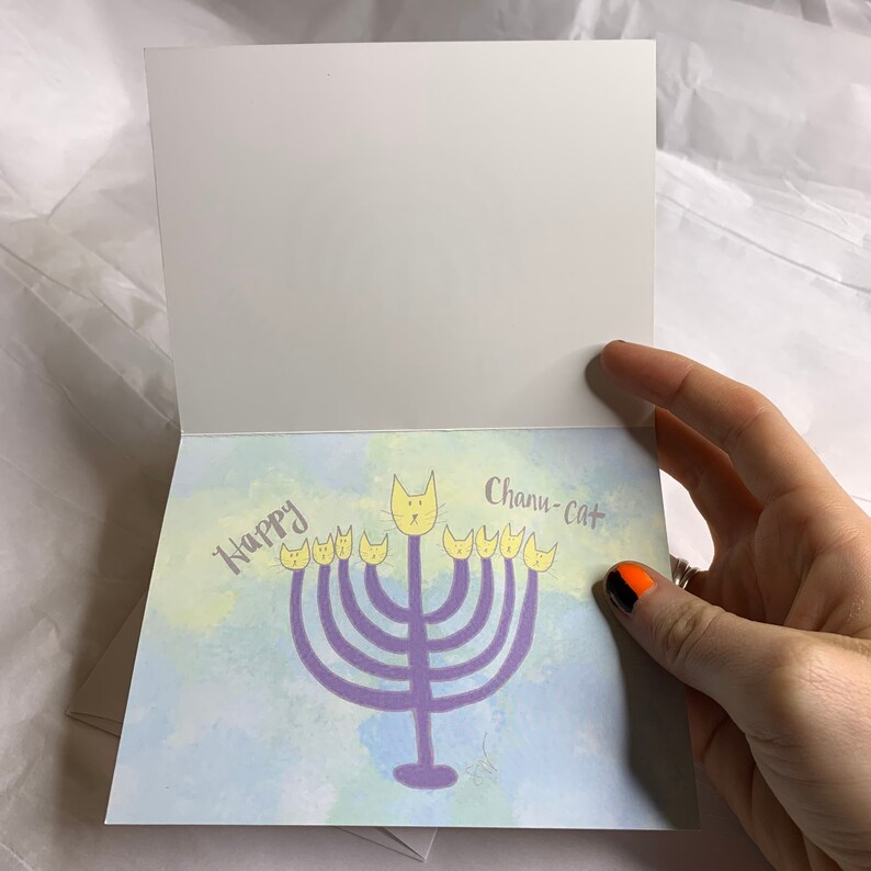 Happy Chanu-cat Hanukkah Card | Etsy