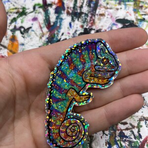 Glitter Chameleon Vinyl Sticker - Etsy