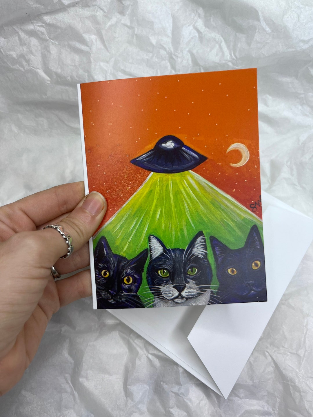UFO Cats Greeting Card - Etsy